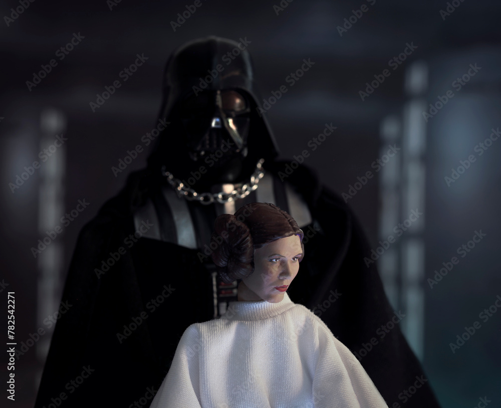 NEW YORK USA, APR 30 2018: Recreation of a scene from Star Wars A New ...