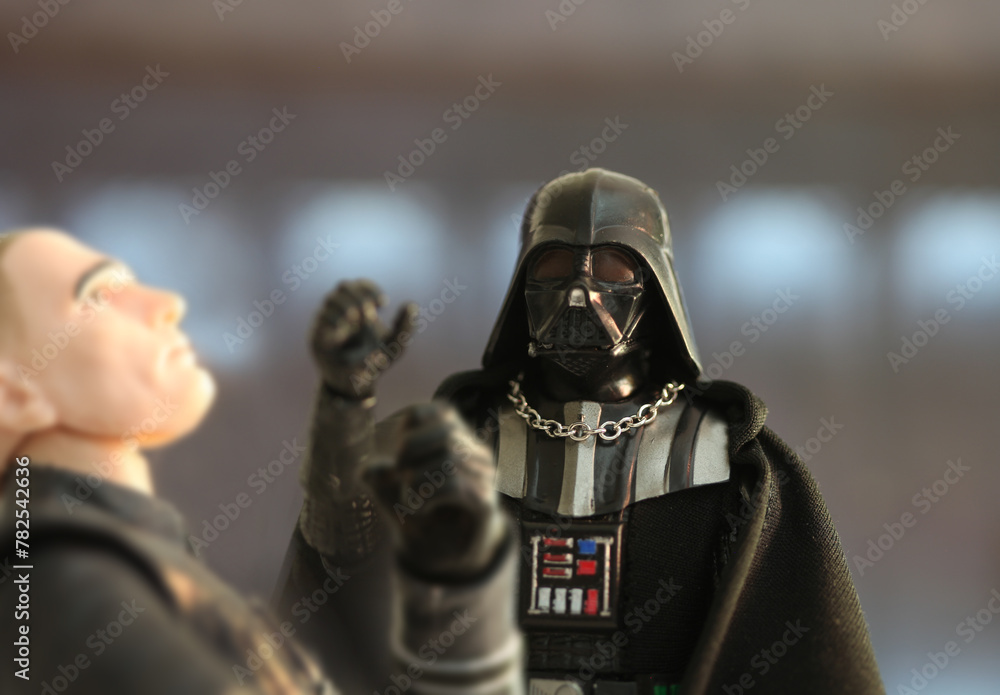 NEW YORK USA, APR 30 2018: Recreation of a scene from Star Wars A New ...