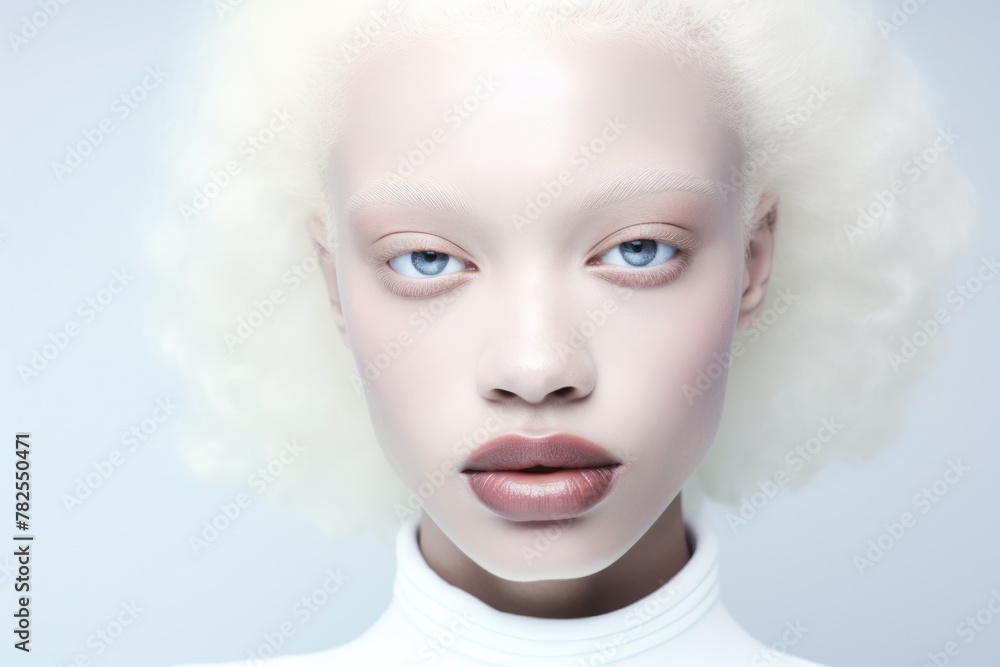 Albinism fashion model face portrait. African albinos woman Stock Photo ...