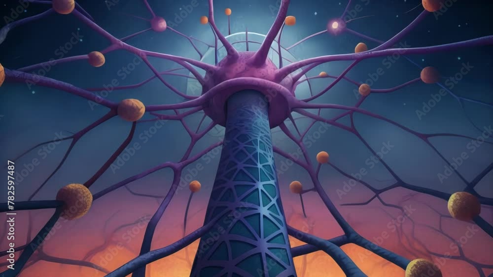 A towering structure of intertwined neurons reaching towards the sky ...