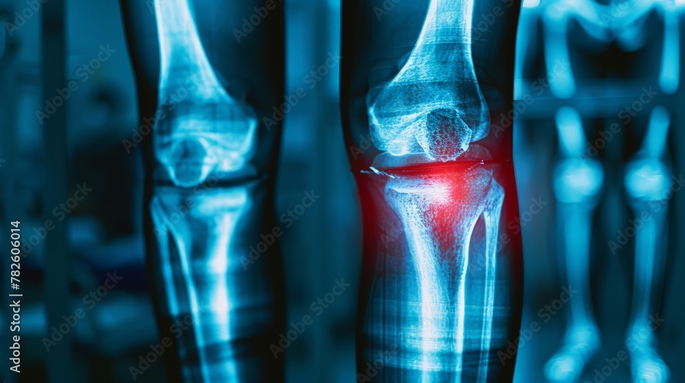 Knee x ray after car accident in orthopedic unit inside trauma hospital ...