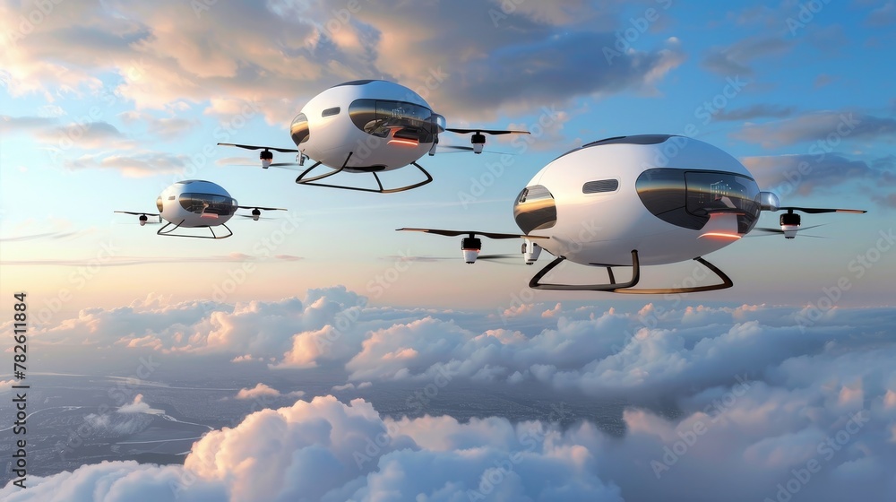 Autonomous delivery drones zip through the air dropping off packages to ...