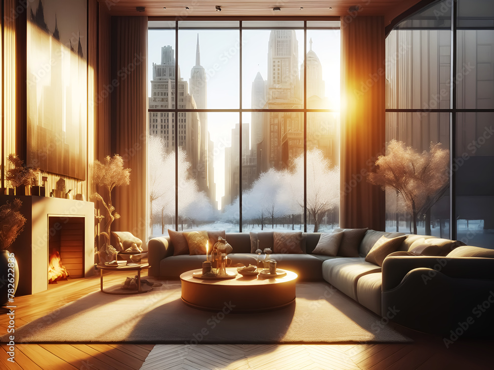 Beautiful living room, Modern Interior Design Style, cozy furniture, 3D ...