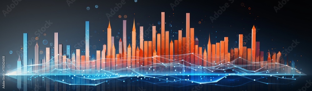 data reporting solution futuristic blue and orange technical Stock ...