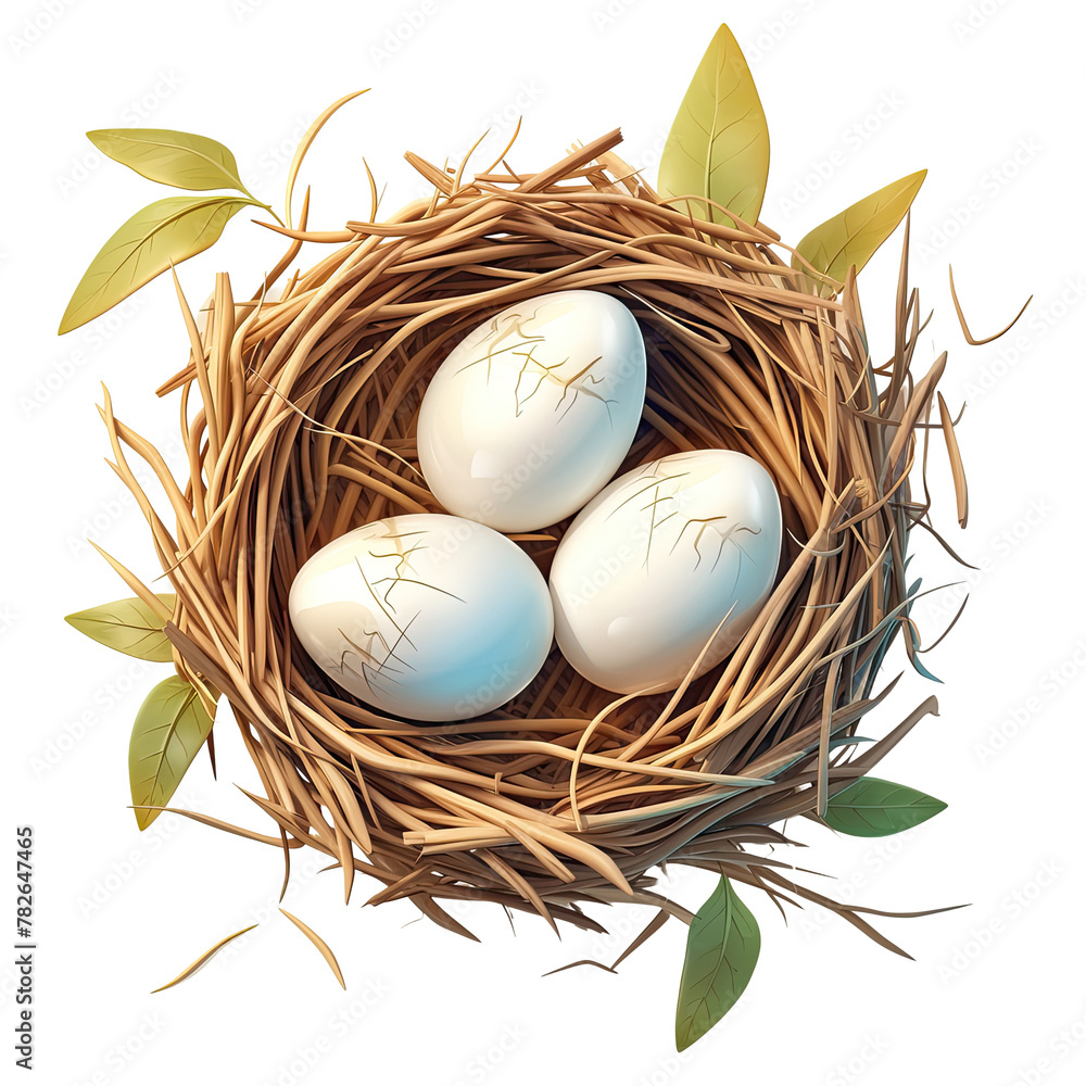 Cute cartoon nest featuring a timer for egg-laying season, isolated on ...
