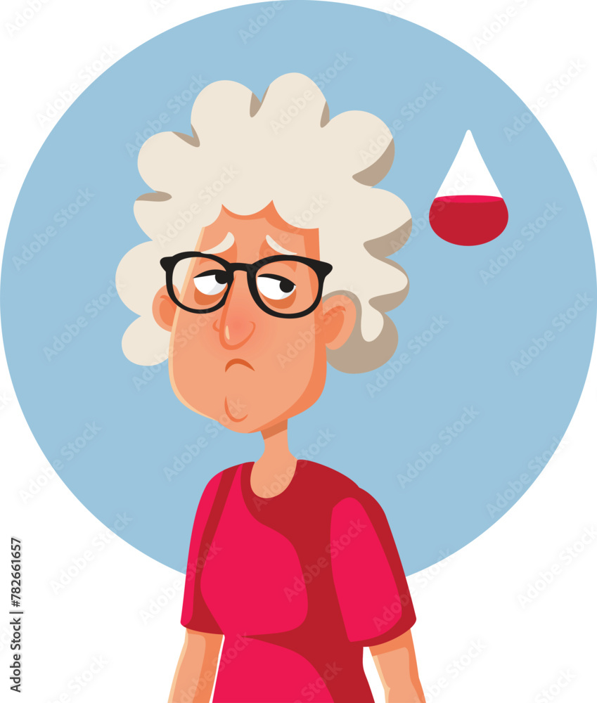 Senior Woman Suffering from Anemia Vector Cartoon Character. Old person ...