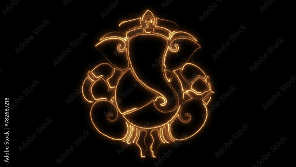 Lord Ganesh symbol neon effect , Glow sign effect, Religious devotional ...