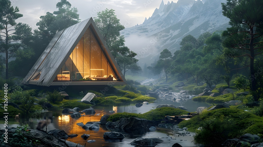 Display space made of transparent glass, store design, pop-up store ...