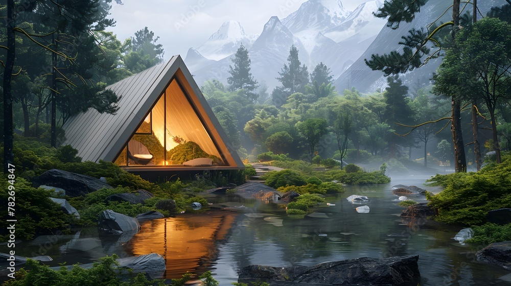 Display space made of transparent glass, store design, pop-up store ...