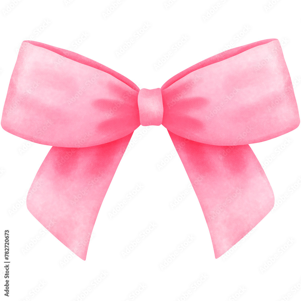 Pink coquette ribbon bow clipart, Aesthetic watercolor illustration ...