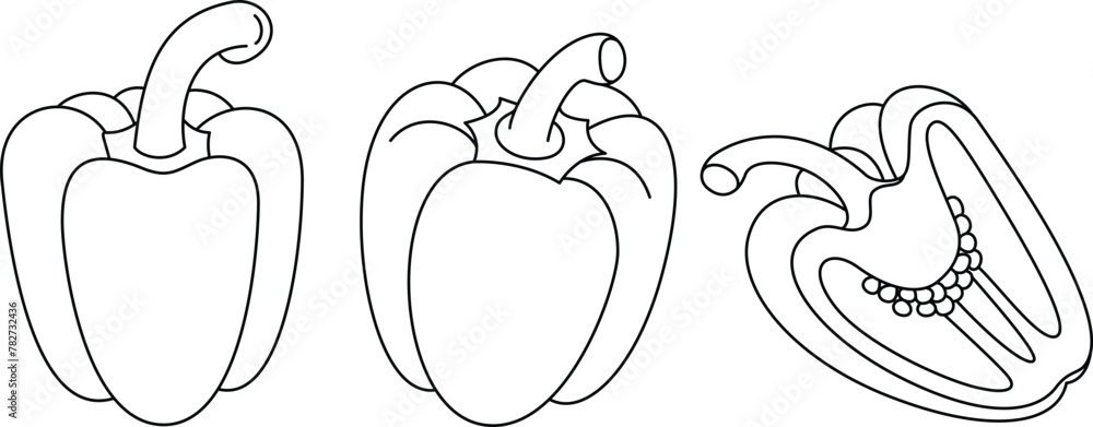 Pepper Isolated Vector Illustration Coloring Page For Kids Stock Vector ...