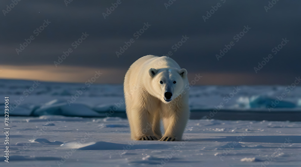 Polar bear threatened by climate change and global warming, trying to ...