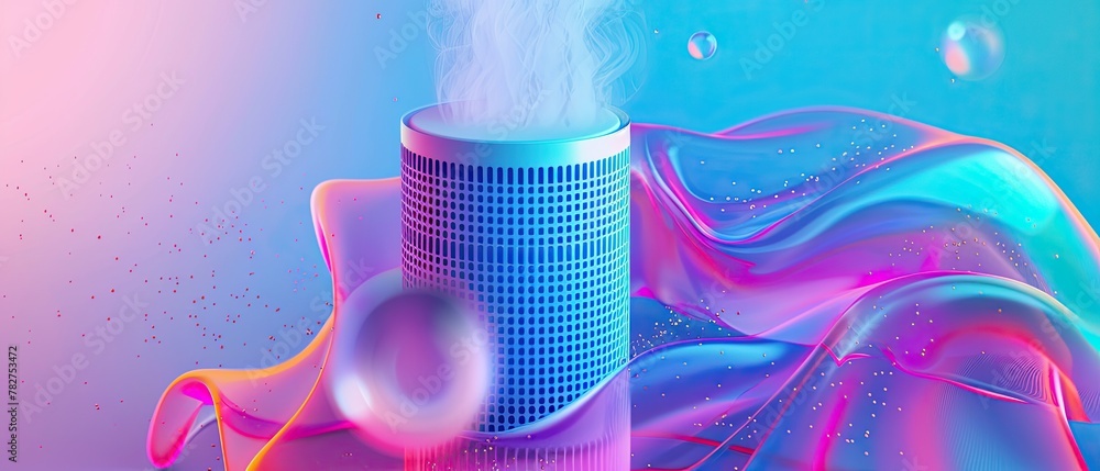 An abstract depiction of air flow through a purifier using vibrant ...