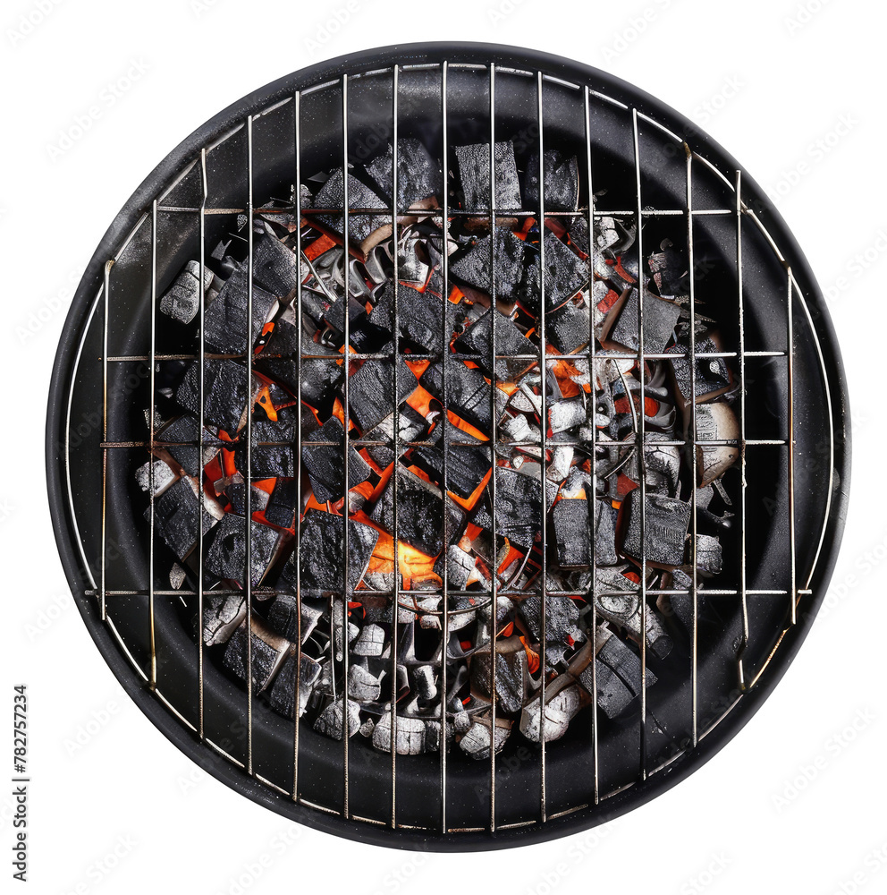 Empty round grill isolated on transparent background, top view Stock ...