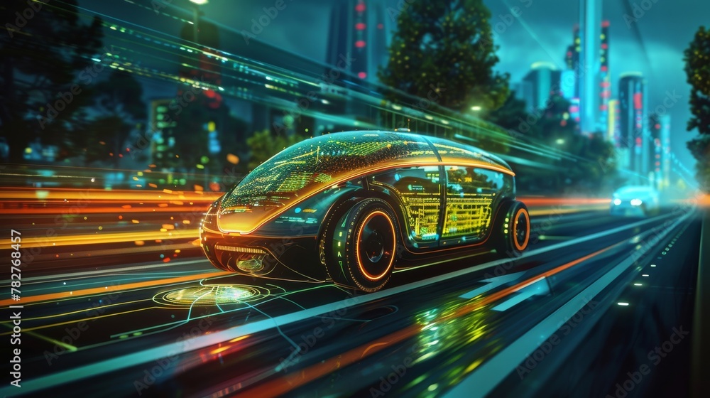 Engineers testing an autonomous vehicle on a closed track ...