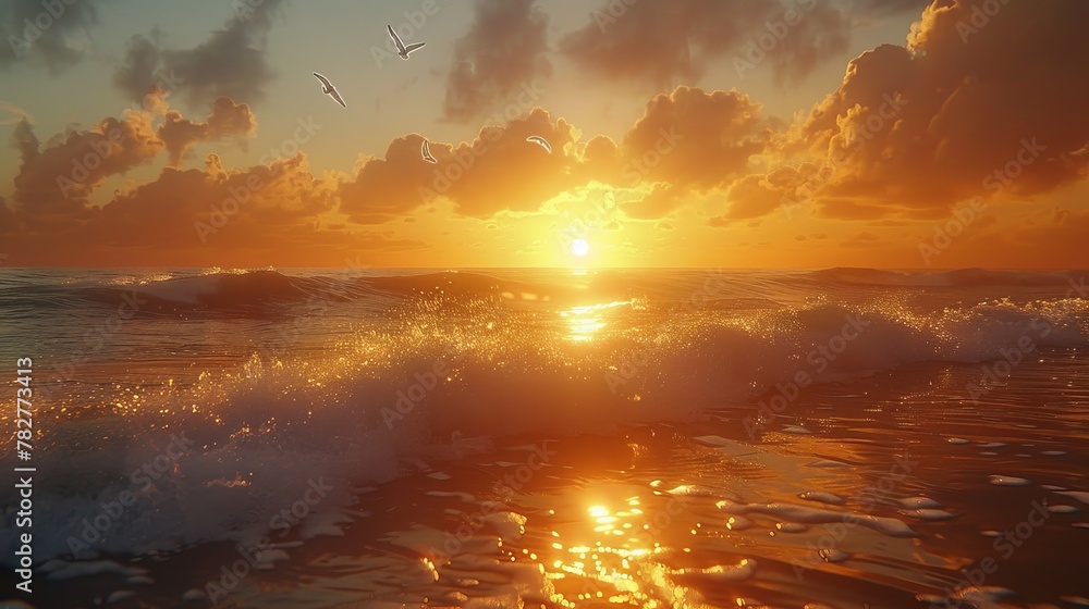 eye-catching animated GIF of a sunrise over a tranquil beach, with ...