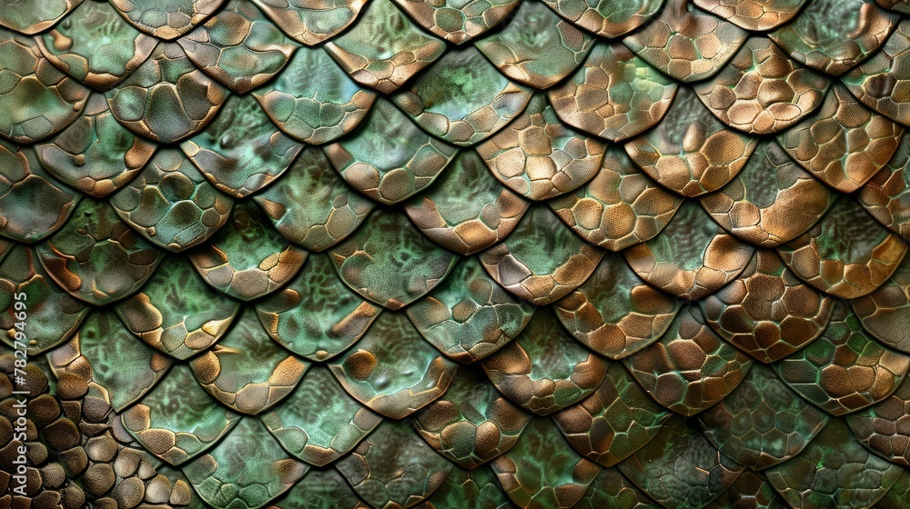 Detailed view of vibrant green and gold dragon skin texture, resembling ...