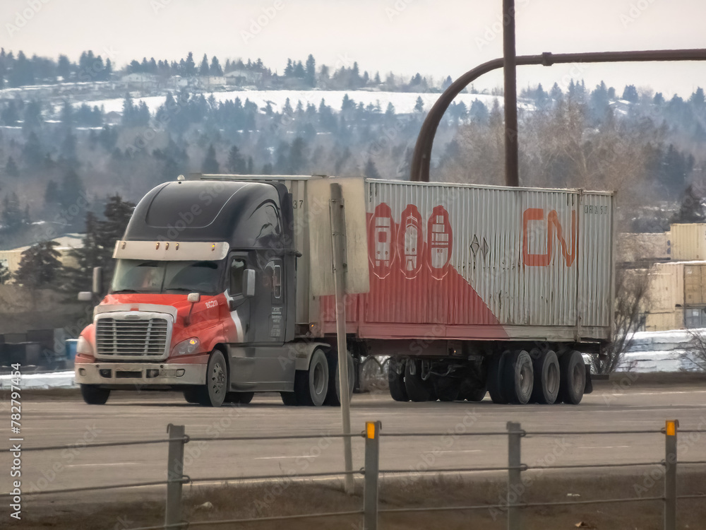 Calgary, Alberta, Canada. Apr 11, 2024. A full-load trucking company ...