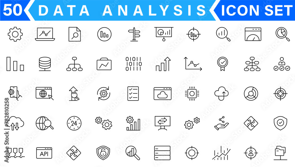 Data analysis icon set. Graphs, statistics, analytics, analysis, big ...