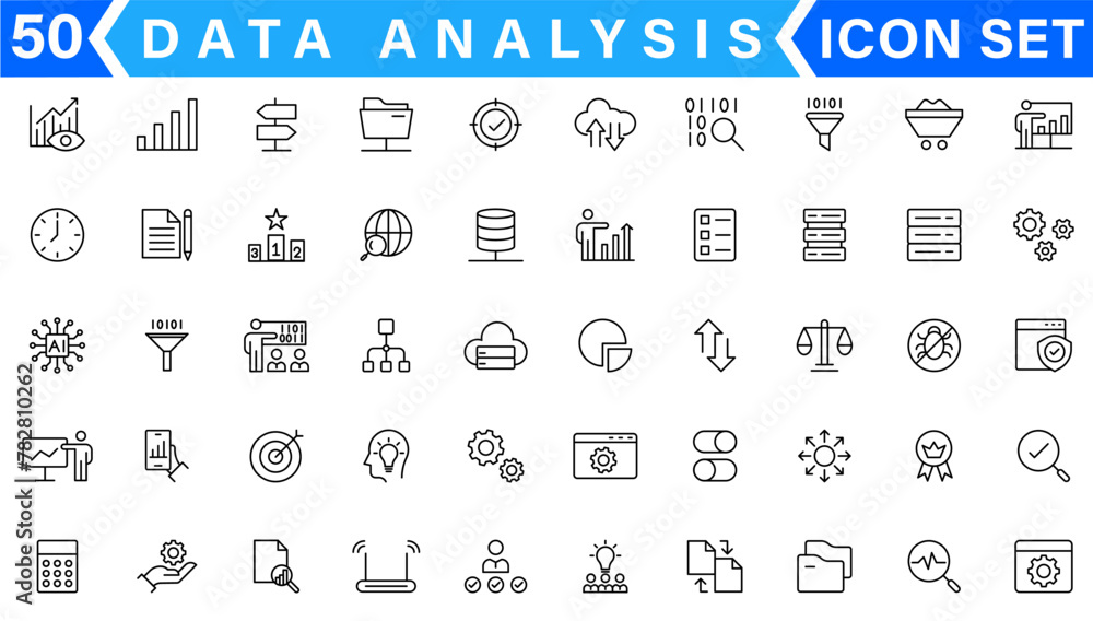 Data analysis icon set. Graphs, statistics, analytics, analysis, big ...