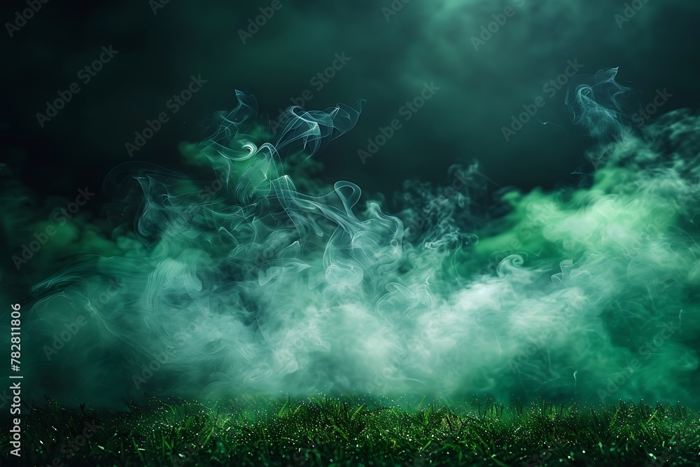 Stadium odor mist, smoke, green background, dark ground, mild scent ...