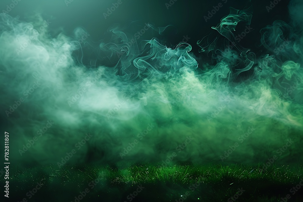 Stadium odor mist, smoke, green background, dark ground, mild scent ...