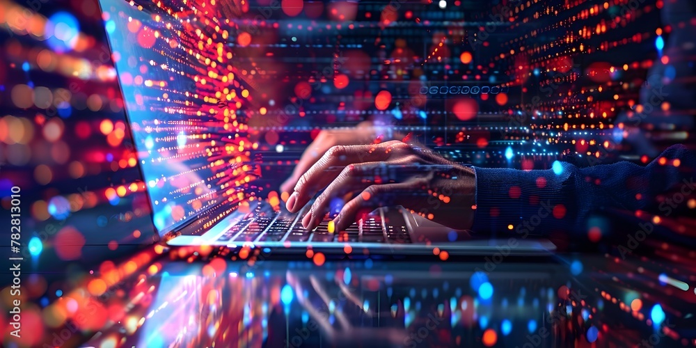 Frantic digits of the digital age A futuristic scene of technology ...