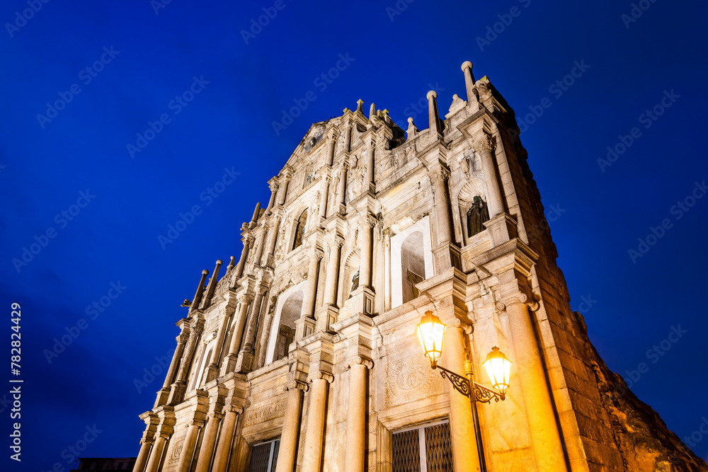 Macau- September 18, 2019: The ruins of St. Paul's are a famous place ...
