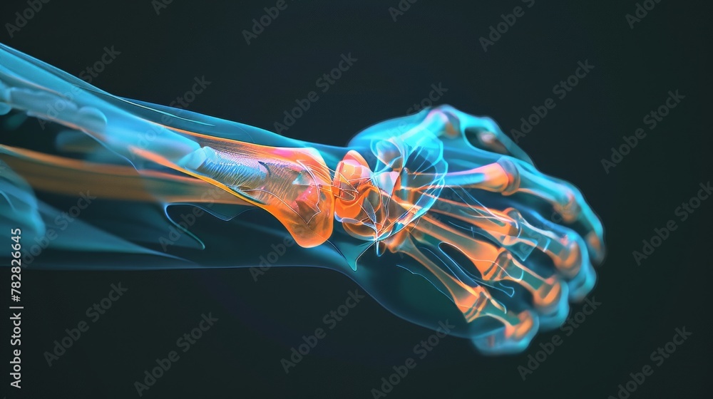 3d x-rat of elbow bone. Highlighting on the joint part. Medical ...