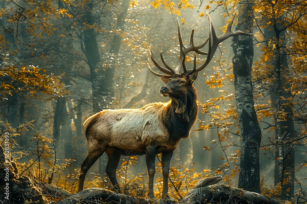 Elk in the Forest. Generated Image. A digital rendering of an adult ...