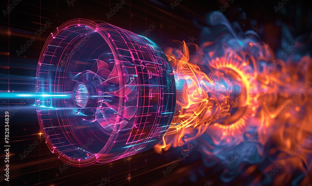 ภาพประกอบสต็อก Visualize Jet Engine Combustion, Simulate Heat and Fluid ...
