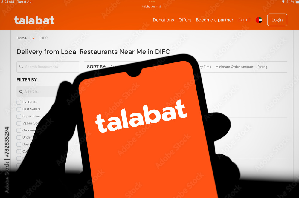 Dhaka, Bangladesh- 12 Apr 2024: Talabat logo is displayed on smartphone ...
