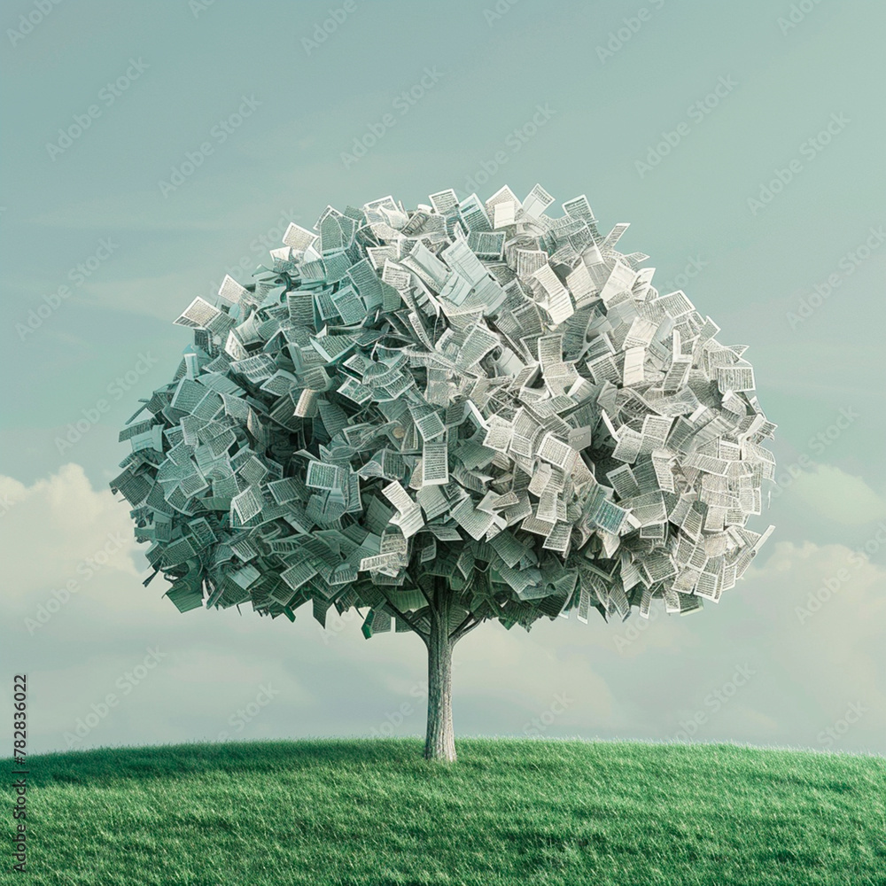 Knowledge Grows: The Paper Tree of Wisdom on a Verdant Hill. Abstract ...