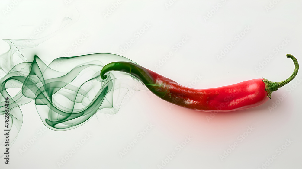 red and green hot chili pepper with color smoke on white,Piment rouge ...