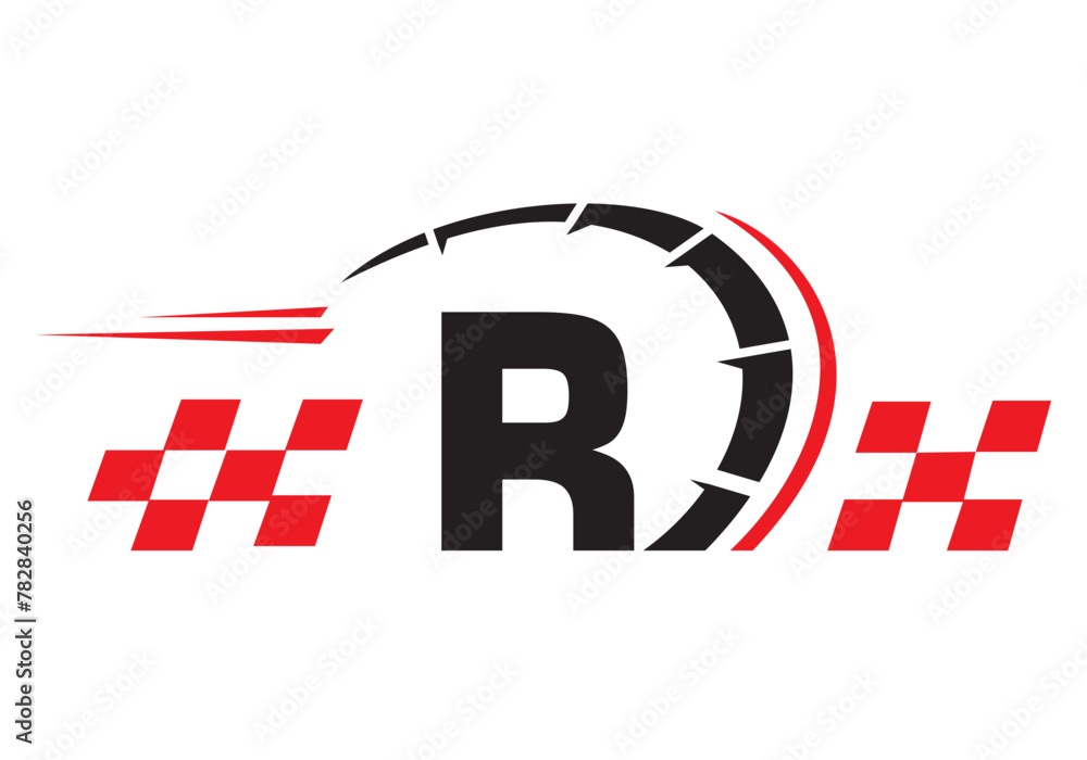 Letter R with Racing Flag Logo. Speed Logo Symbol Stock Vector | Adobe ...