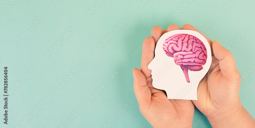 Holding a brain in the hands, Parkinson disease, Alzheimer awardness ...