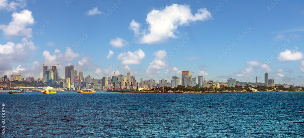 Waterfront skyline of the vibrant, reemerging city of Luanda, Angola ...