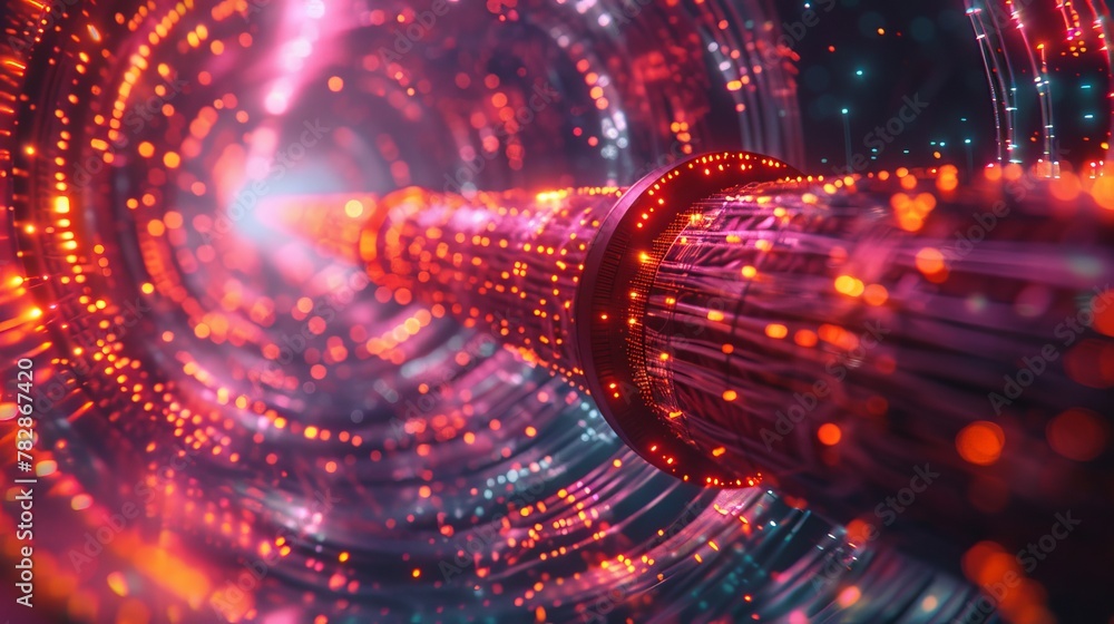 Internet Infrastructure: A 3D vector illustration of a fiber optic ...