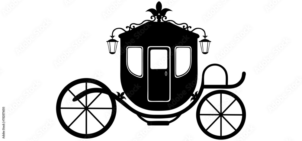 carriage horse - cinderella car - illustration - silhouette Stock ...