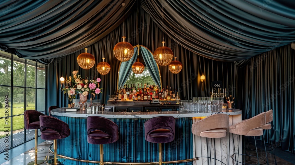 opulent circus tent chic bar area showcasing , tent-shaped canopy over ...