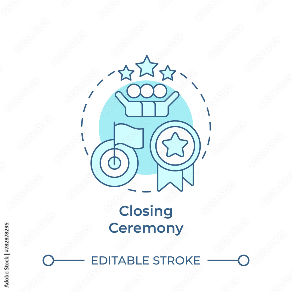 Closing ceremony soft blue concept icon. Hackathon completion. Award ...