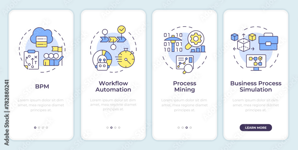 Business process management tools onboarding mobile app screen ...