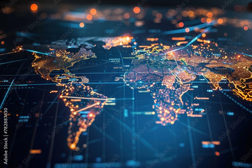 A world map showing the centers of major stock markets around the world ...