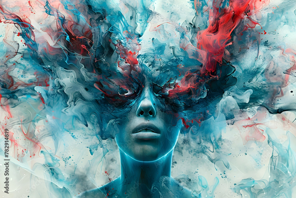 Surreal Digital Watercolor Portrait Depicting Mind Control and ...