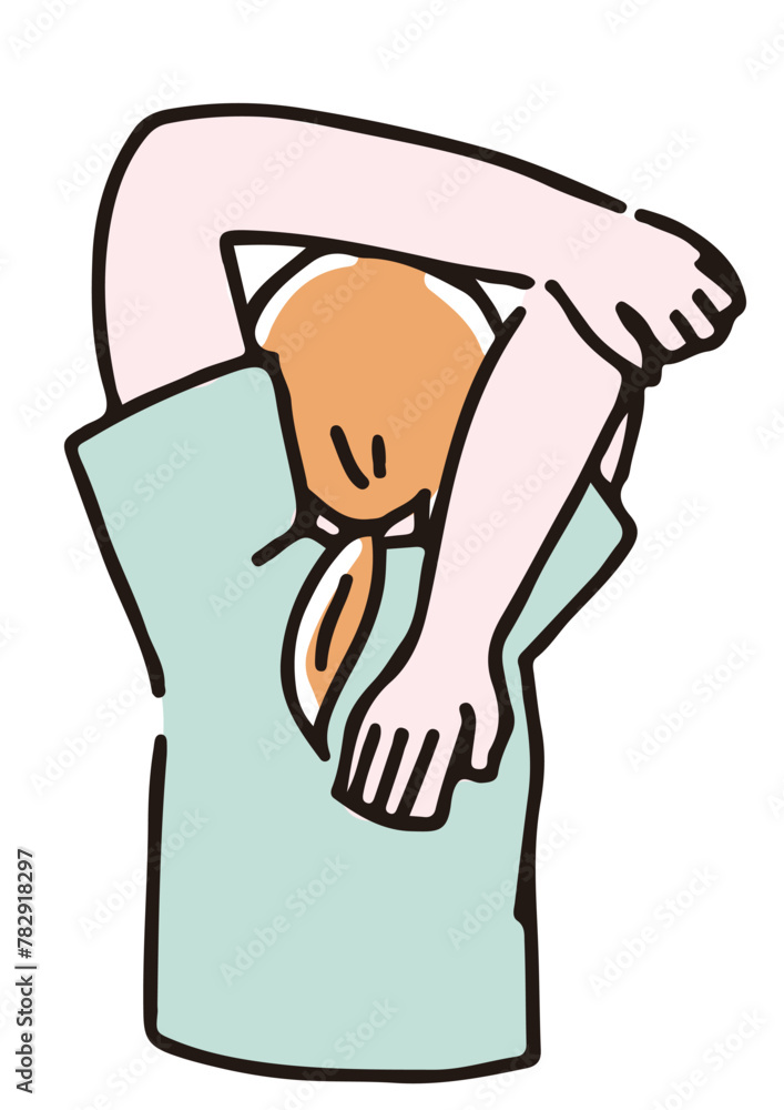 首・肩のストレッチをしている女性 肩を伸ばす 後ろ姿 Stock Vector Adobe Stock