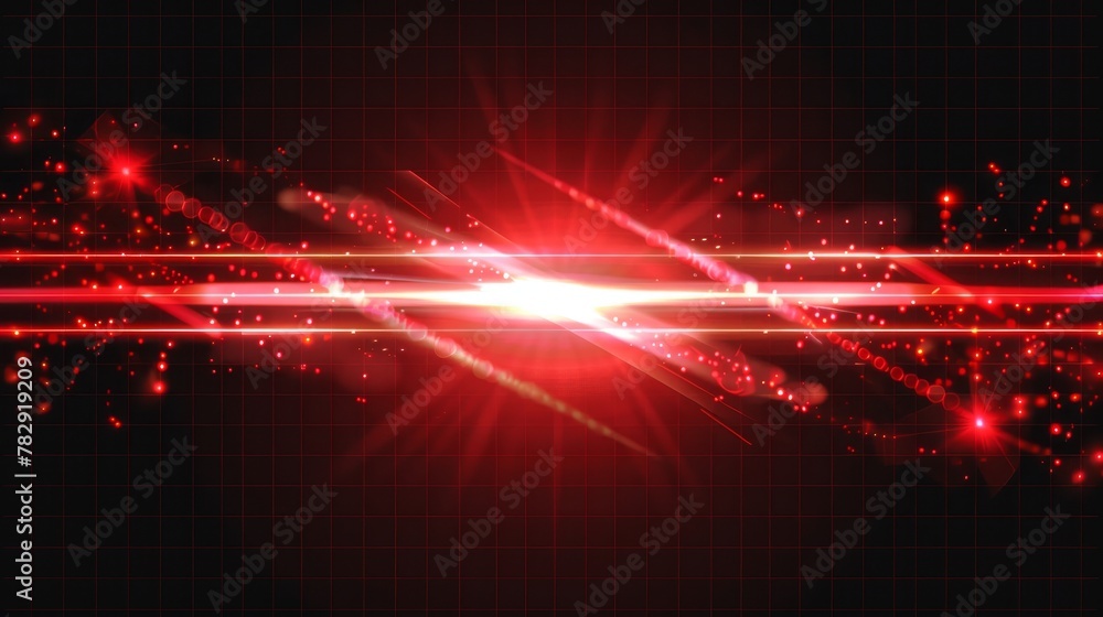 Modern illustration with red laser light beam isolated on transparent ...