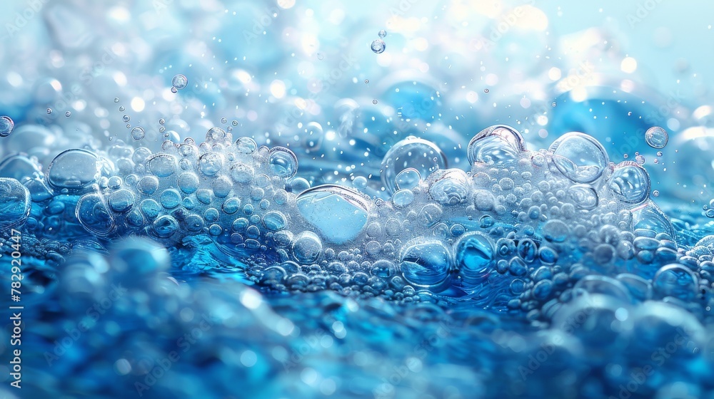 Air bubbles stream on white background under water. Fizzy sparkles in ...