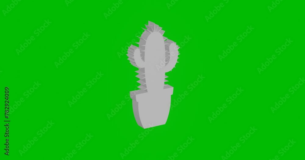 Animation of rotation of a white cactus symbol with shadow. Simple and ...