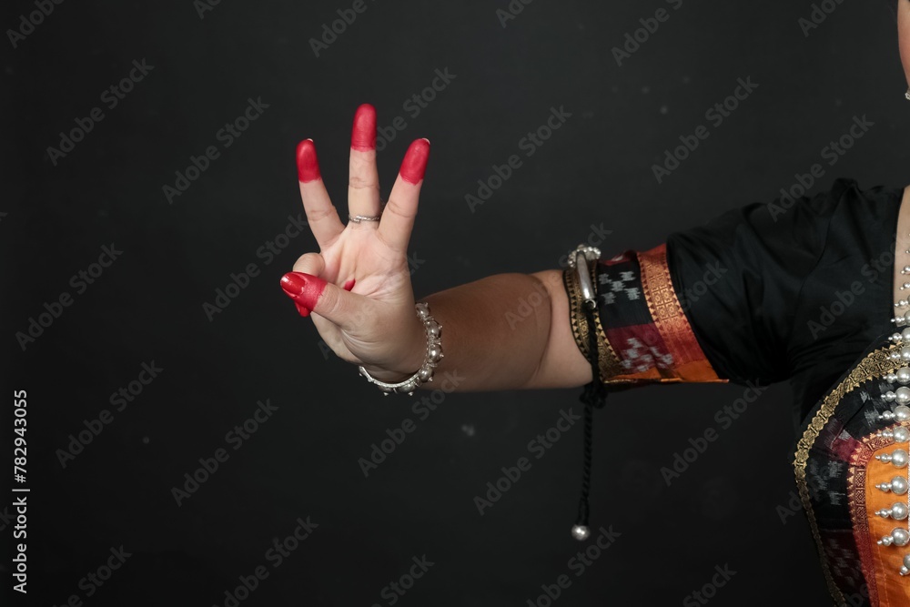 Close up of Hand gestures of an Odissi dancer, Indian classical dance ...