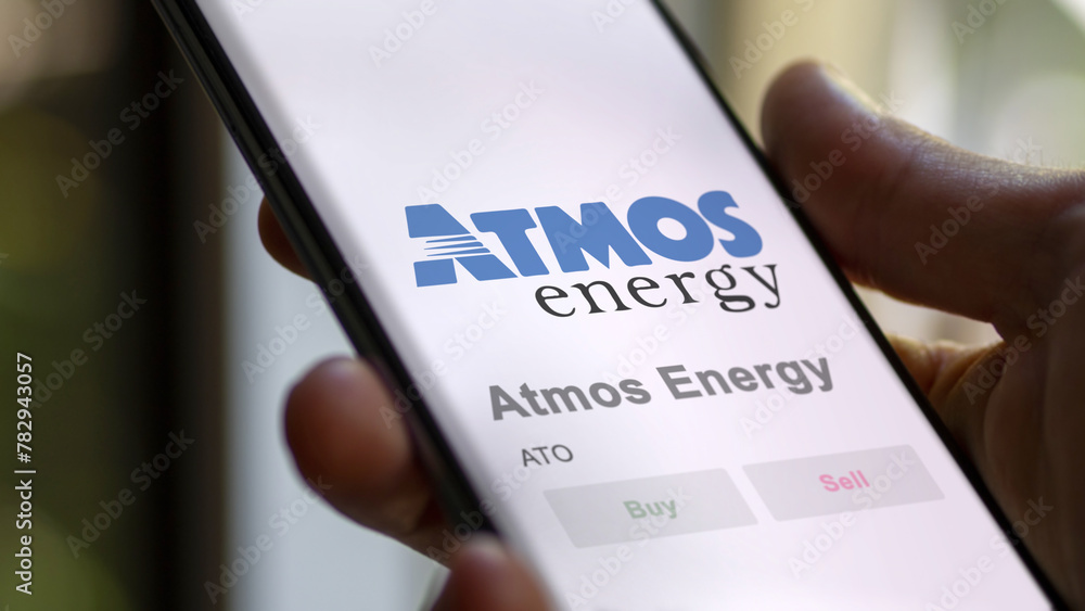 Foto de April 09th 2024 , Dallas, Texas. Close up on logo of Atmos ...
